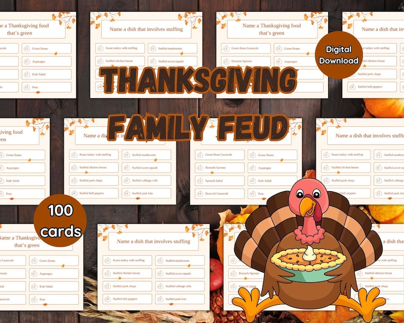 Thanksgiving Family Feud Printable Download Thanksgiving Cards Turkey ...