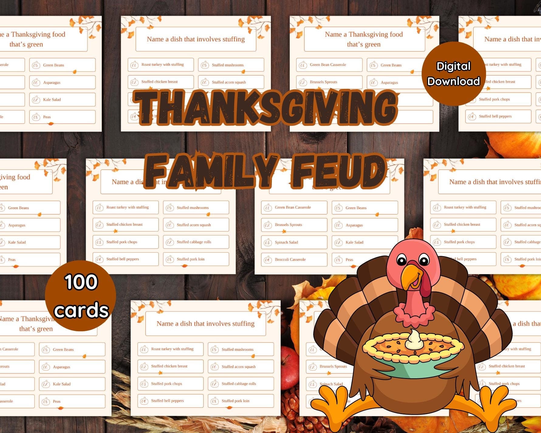 Thanksgiving Family Feud Printable Download Thanksgiving Cards Turkey ...