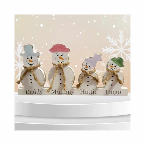 Wooden Snowman Family - Etsy