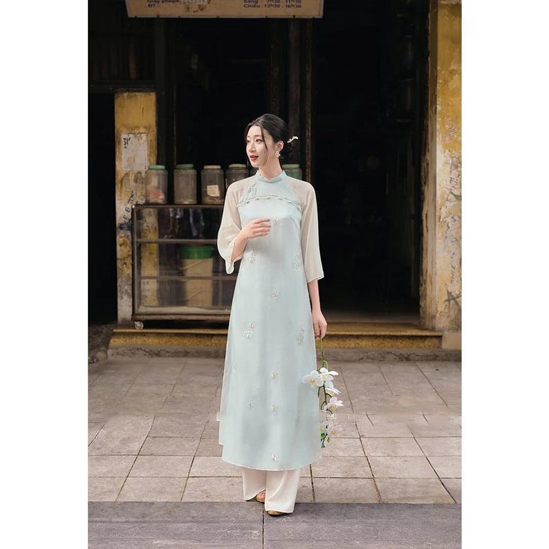 Pre Made Ao Dai Truyen Thong Viet Nam Áo Dài Cách Tân Nữ Thiết Kế Cổ 2201