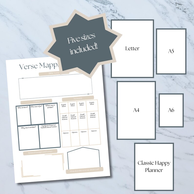 Minimalist Verse Mapping Template for Him or Her, Bible Study Tool ...