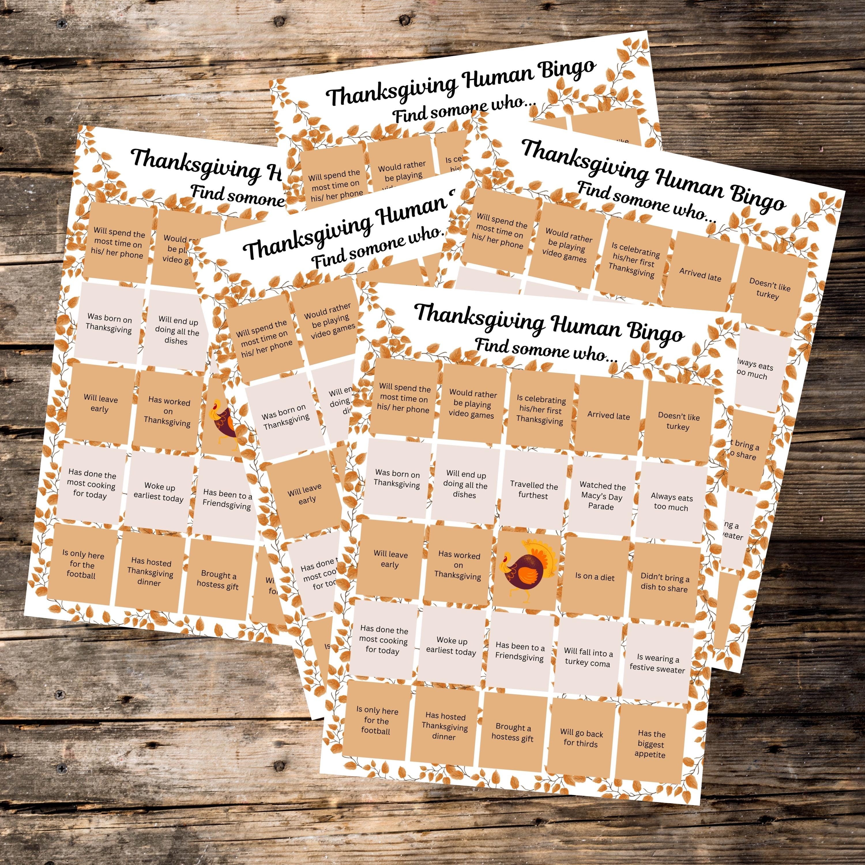 Thanksgiving Game - Fall-themed Human Bingo Icebreaker and Fun Group ...