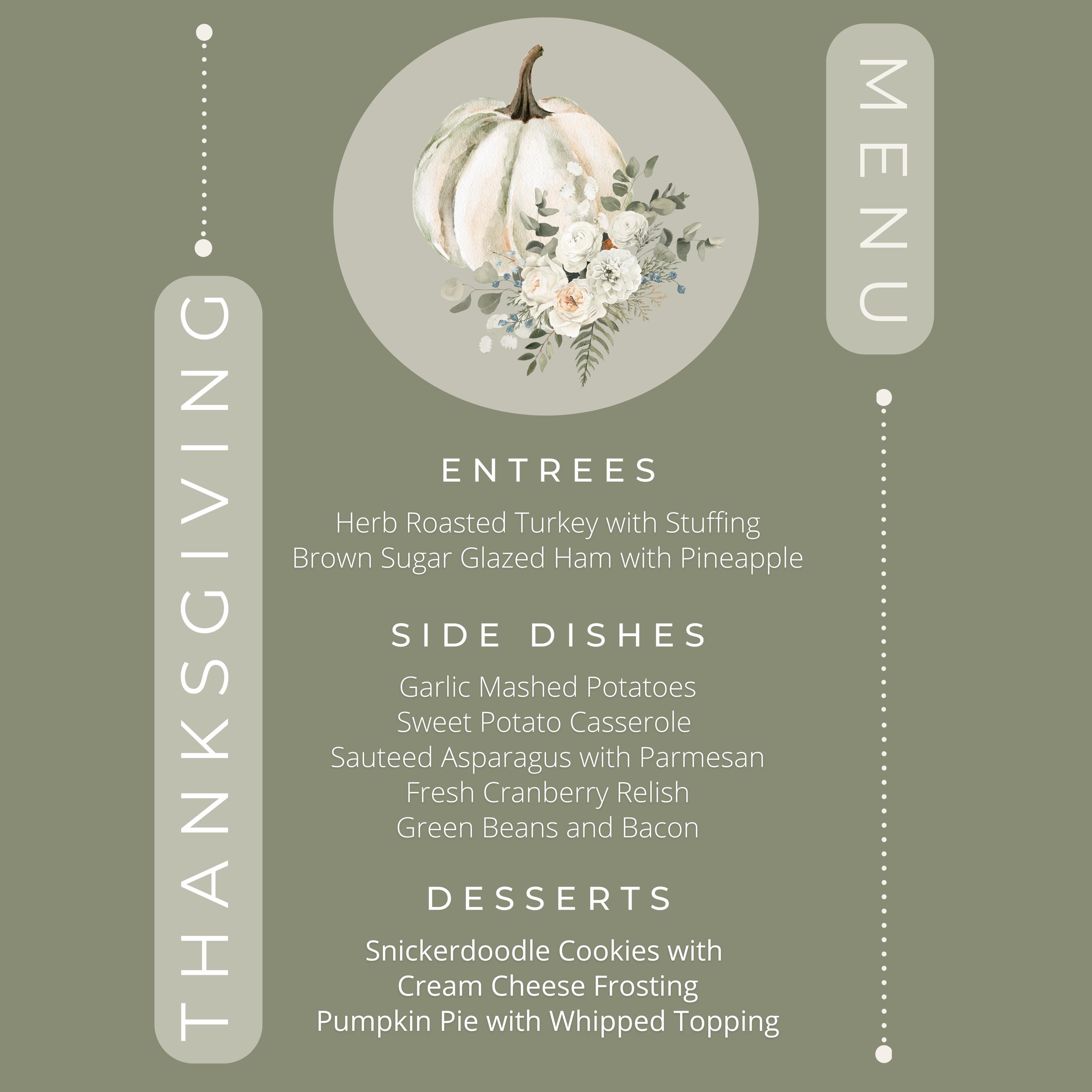 Editable, Printable, and Elegant Thanksgiving Menu for Friendsgiving or ...