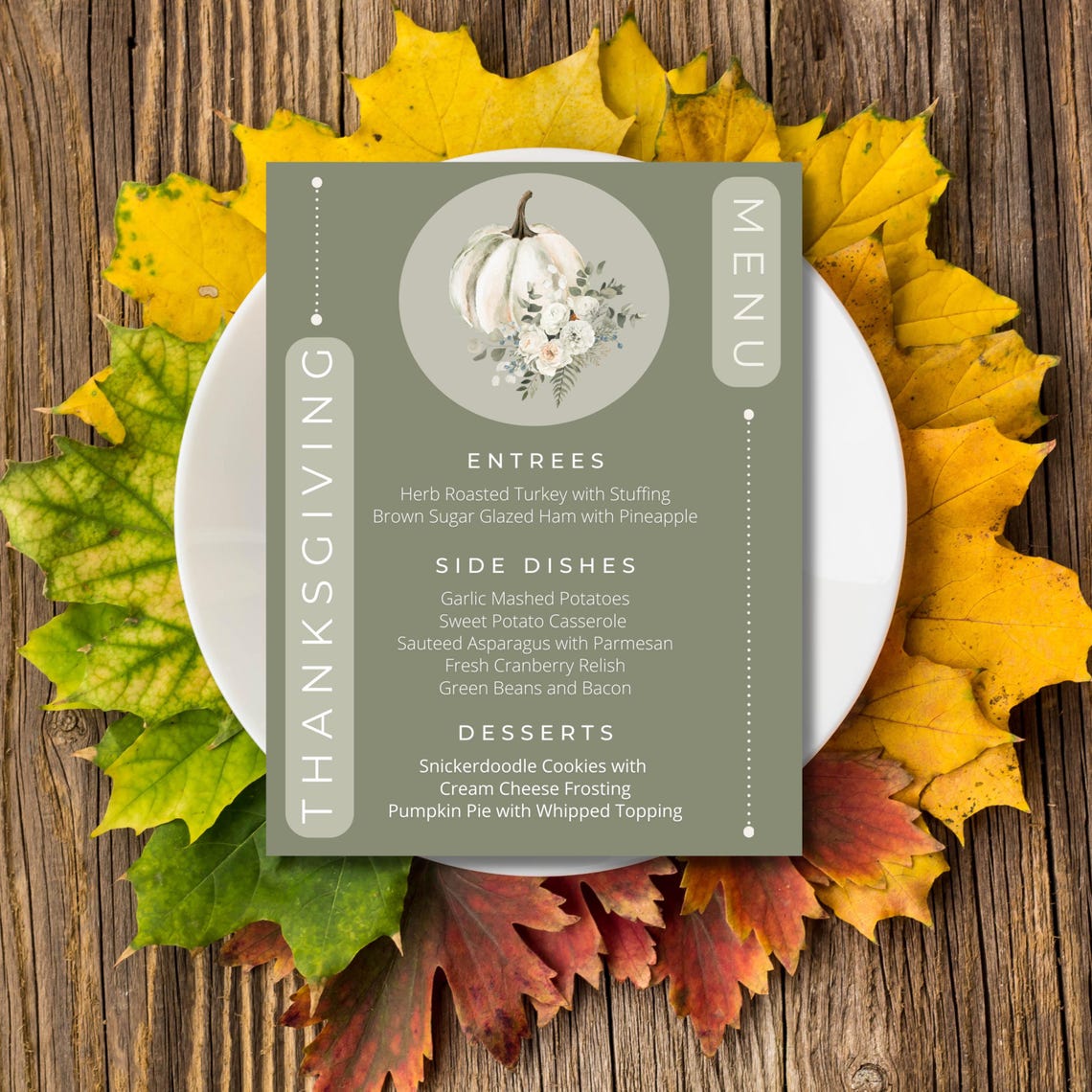 Editable, Printable, and Elegant Thanksgiving Menu for Friendsgiving or ...