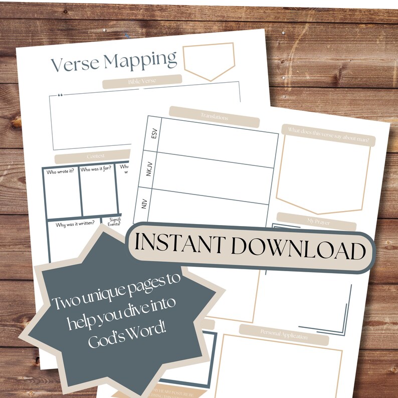 Minimalist Verse Mapping Template for Him or Her, Bible Study Tool, Daily Devotional, Scripture ...