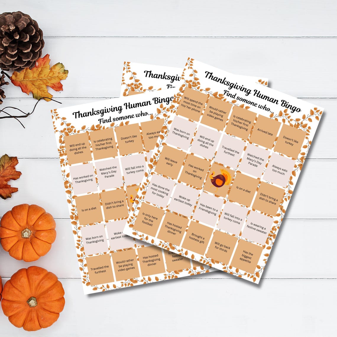 Thanksgiving Game - Fall-themed Human Bingo Icebreaker and Fun Group ...