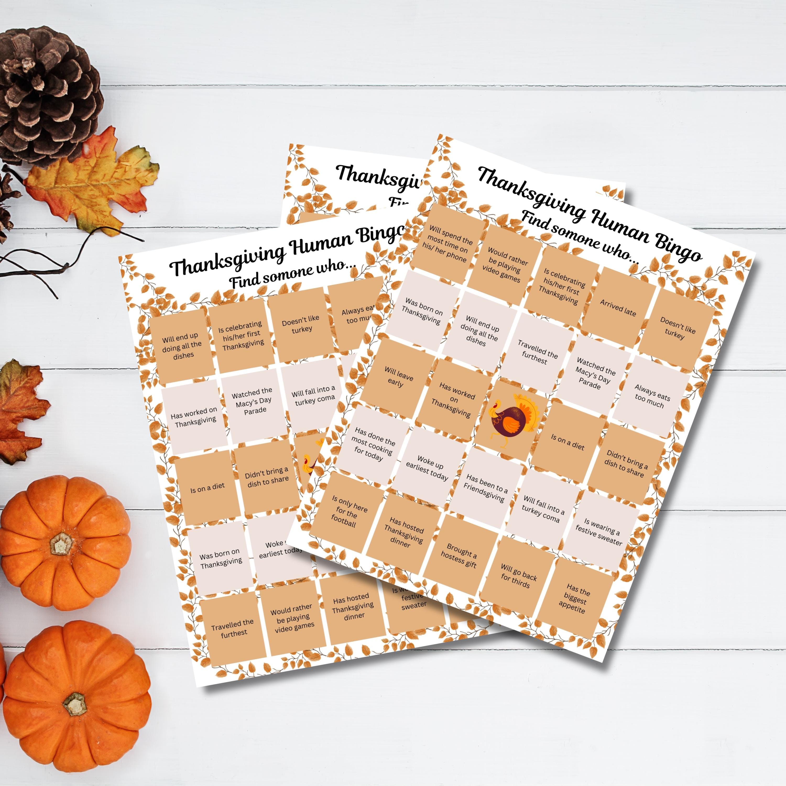 Thanksgiving Game - Fall-themed Human Bingo Icebreaker and Fun Group ...