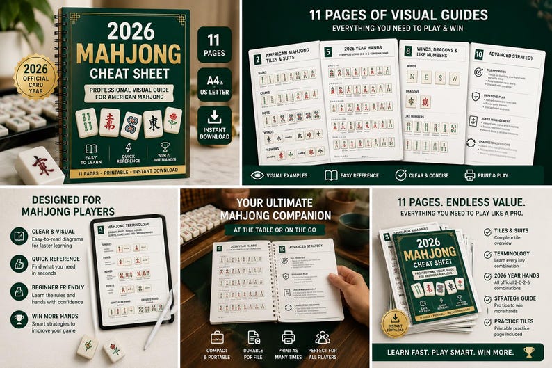 2026 American Mahjong Cheat Sheet, Visual Guide, Printable PDF (2026 ...