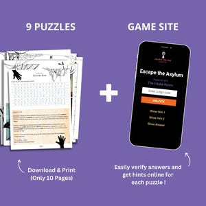 Escape Room Escape the Asylum Printable Halloween Mystery DIY Logic ...