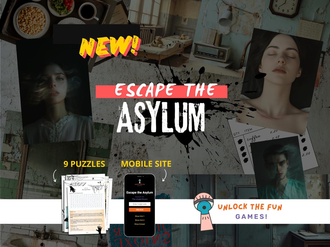 Escape Room Escape the Asylum Printable Halloween Mystery DIY Logic ...