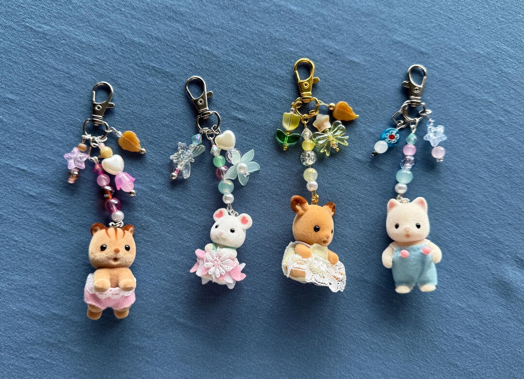 Calico Critter Keychain, Kitty, Mouse, Deer, Chipmunk, Cute Keychain ...