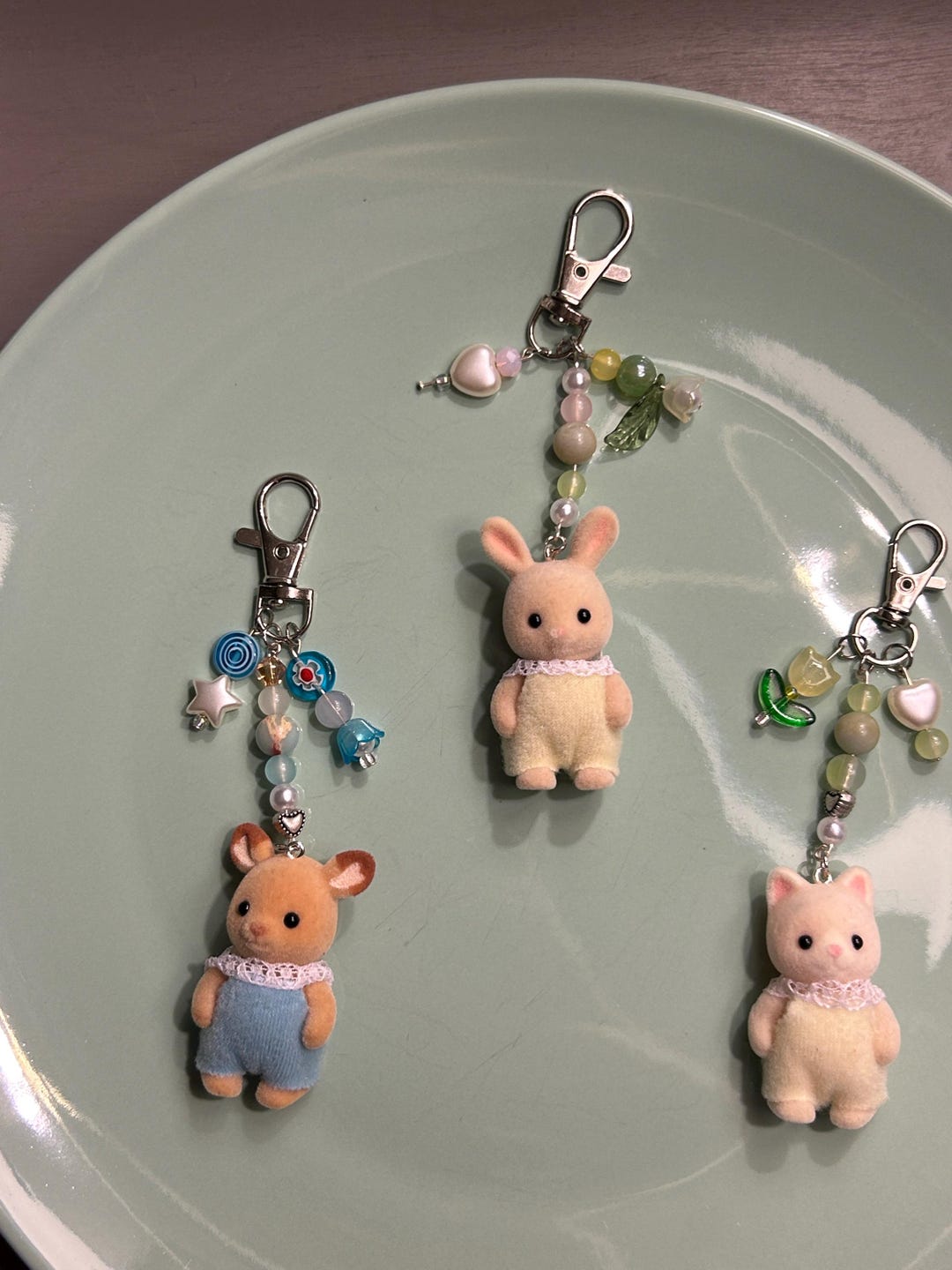 Calico Critter Keychain, Babies, Deer, Cat, Bunny, Beaded Design, Cute ...