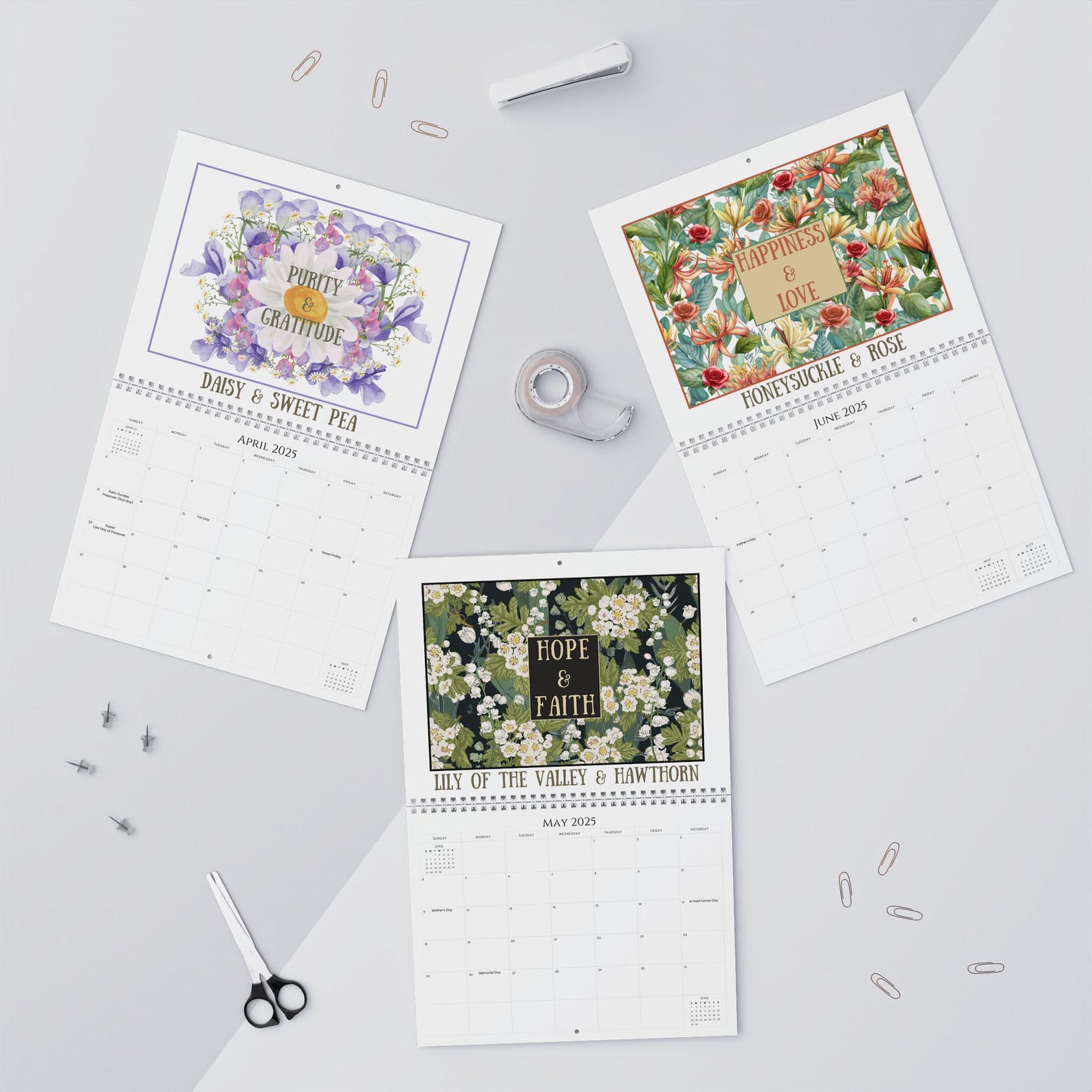 2025 Birth Flower Wall Calendar, 12-month Planner, 11x8.5 Frameable ...