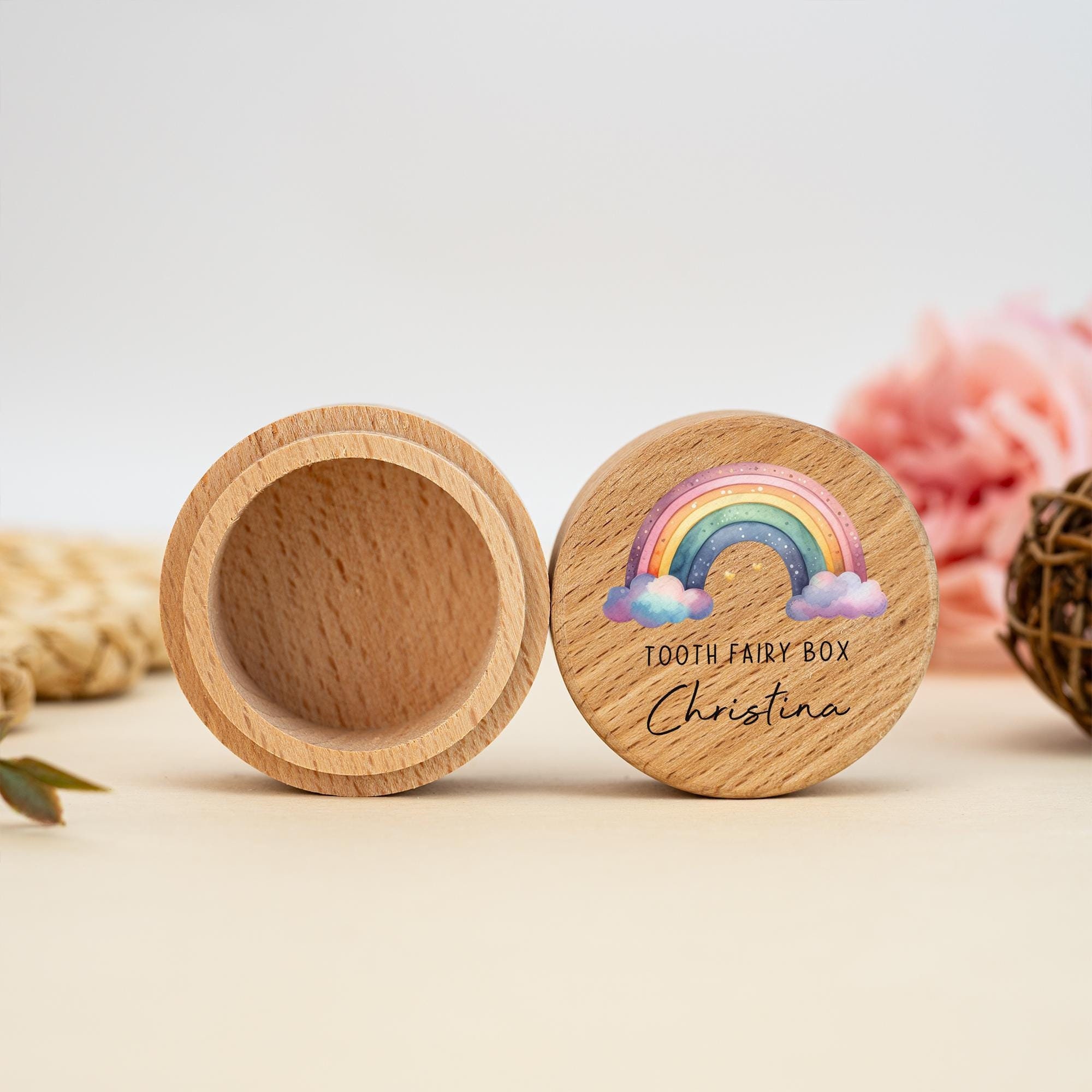 Personalized Rainbow Tooth Fairy Box With Name,wooden Milk Tooth Box ...