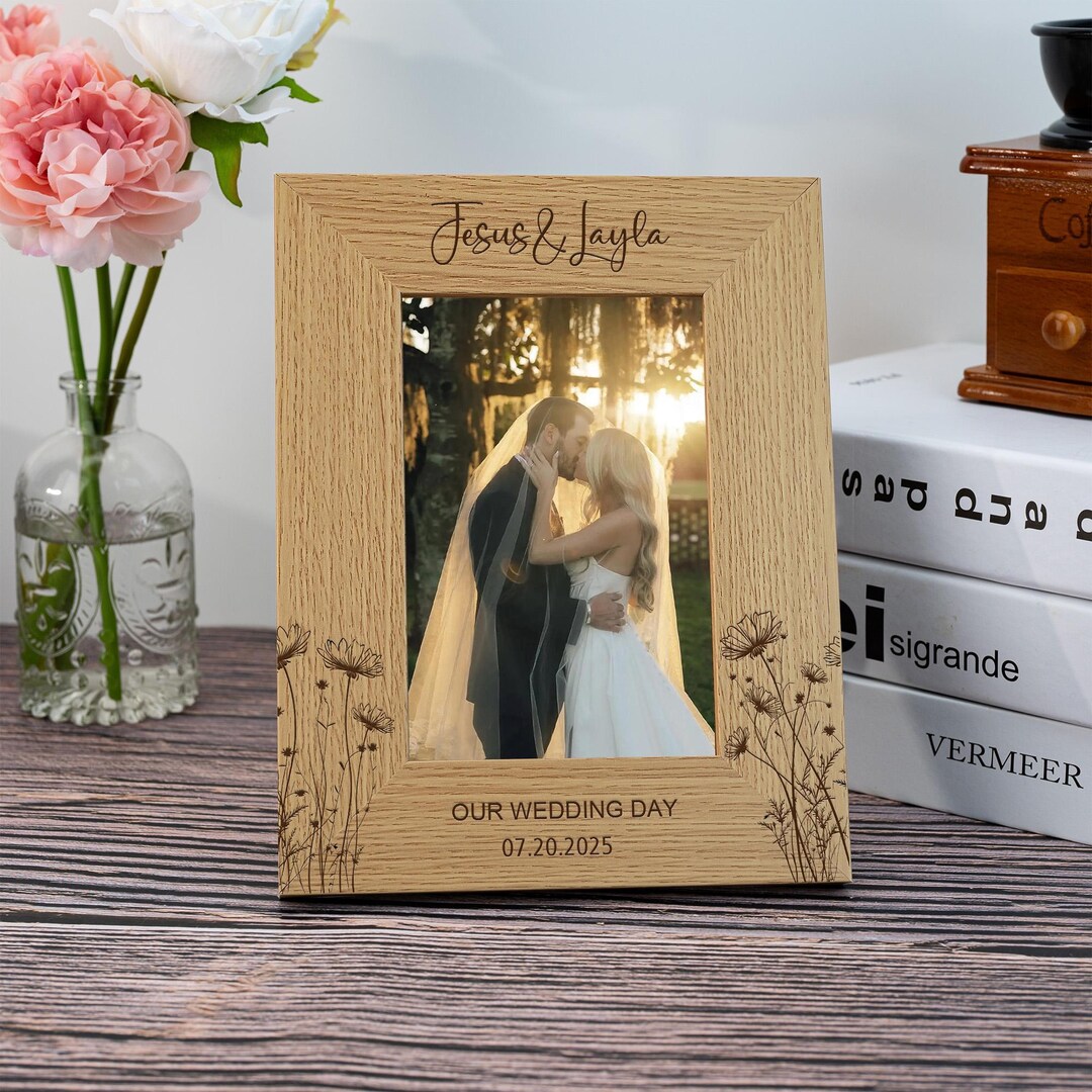 Personalized Wedding Frame, Engaged Photo Frame Engagement Gift for ...