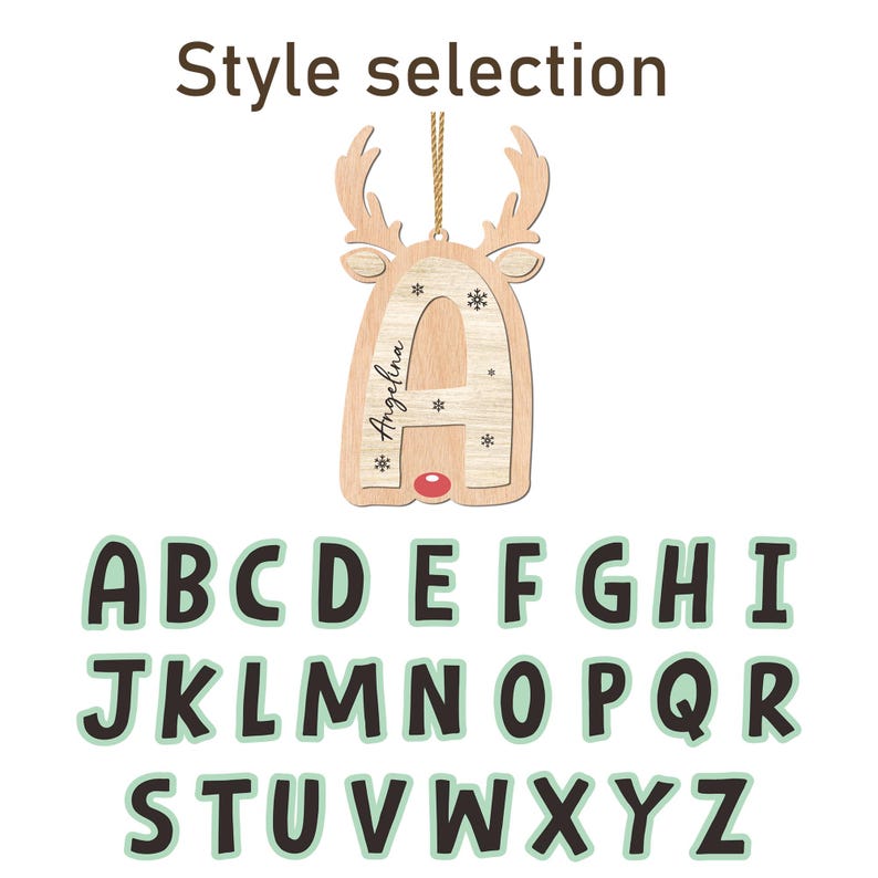 Reindeer Letter Ornaments Personalized Stocking Tags for Christmas ...