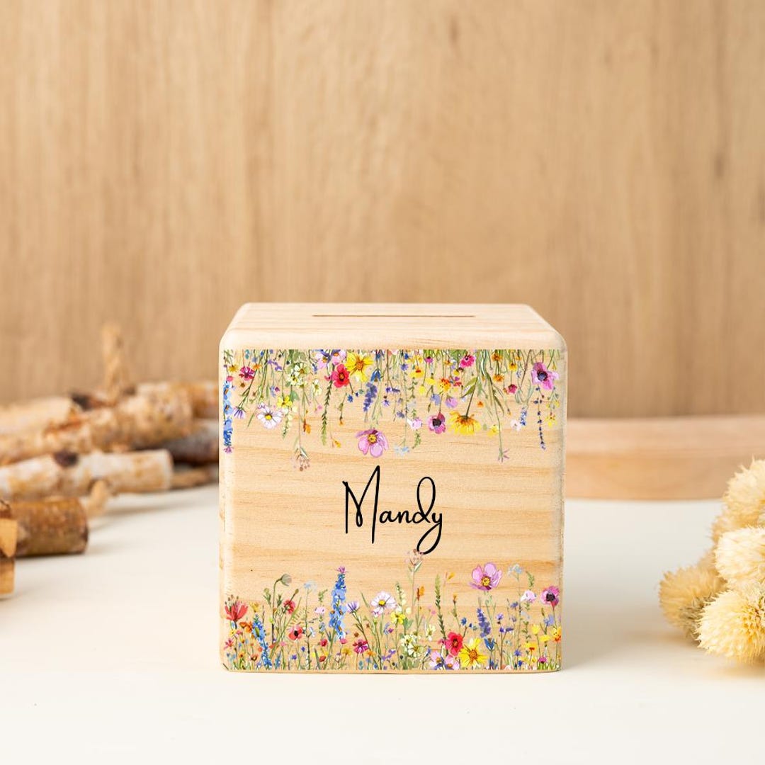 Personalized Birth Flower Piggy Bank for Baby Girl, Easter Gifts for ...