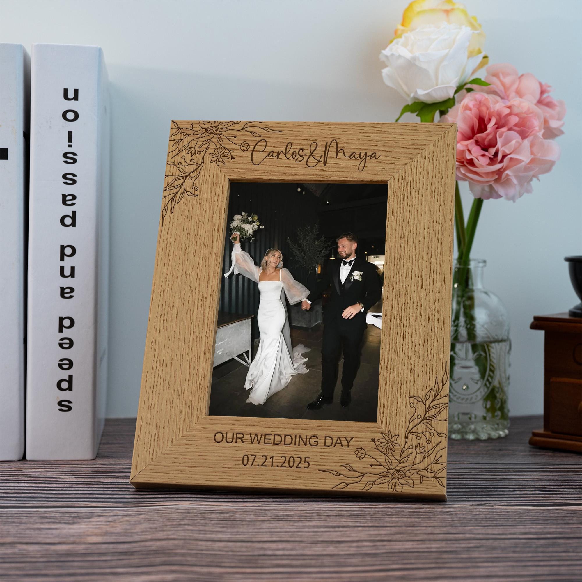 Personalized Wedding Frame, Photo Frame Engagement Gift, Custom Picture ...