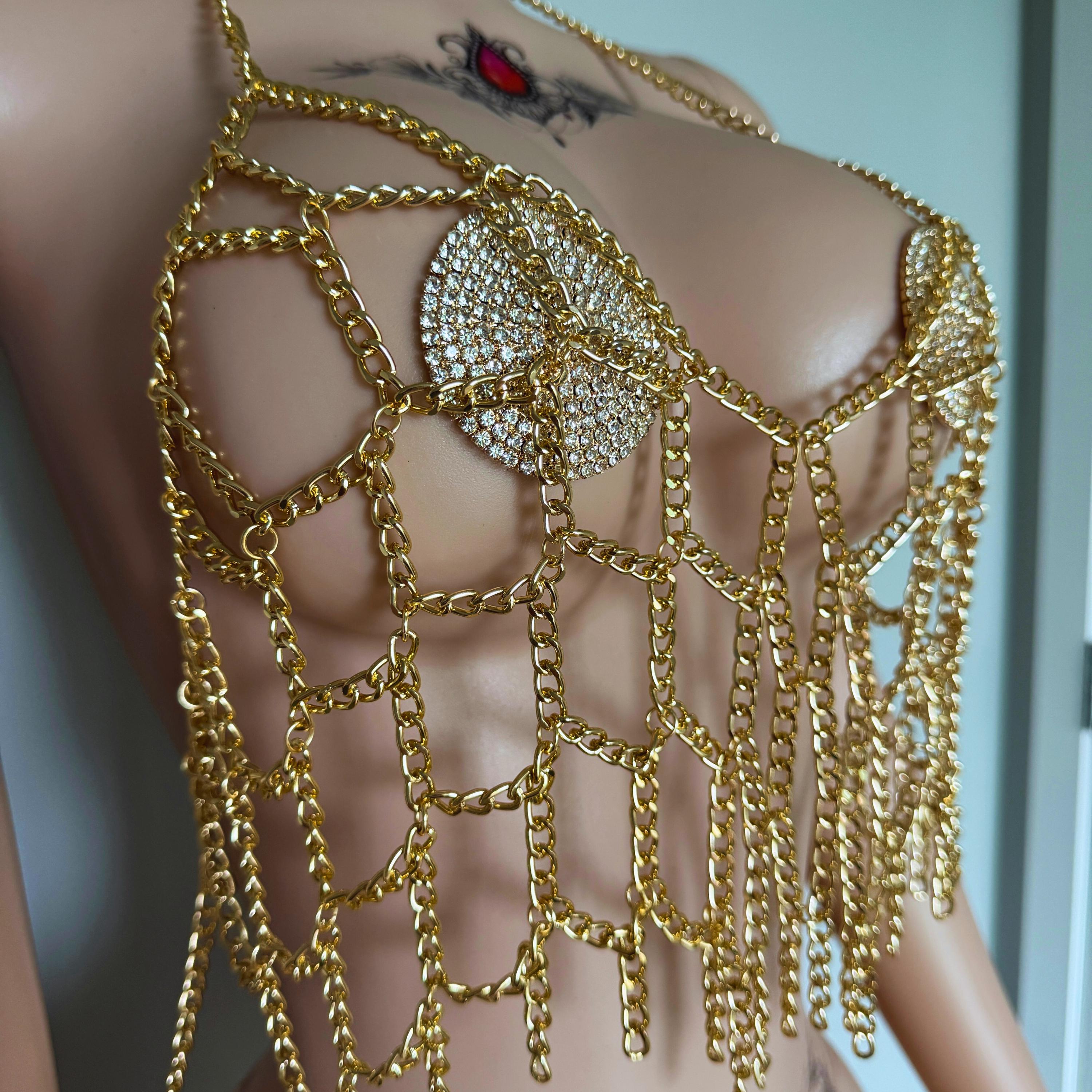 Chainmail Top Gold for Festival Outfit, Cosplay, Club Wear, Burning Man ...