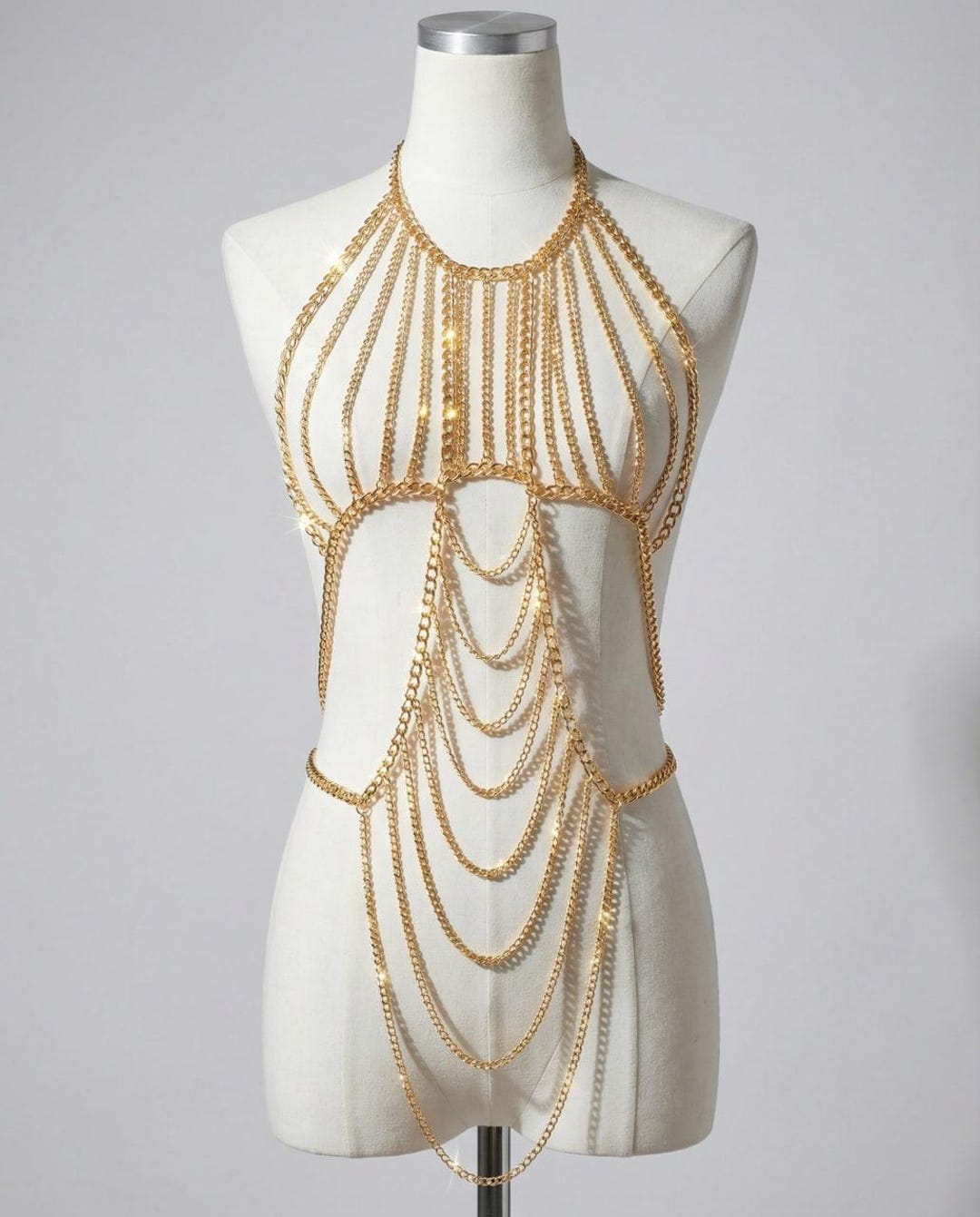Gold Body Chain Harness for Rave Festival Outfit Accessory, Sexy ...