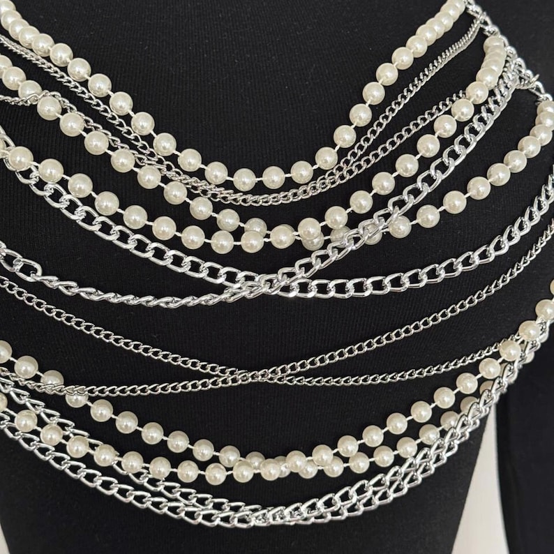 Pearl Body Jewelry Carnaval Bra Perfect for Rave Outfit, Pearl Bralette ...