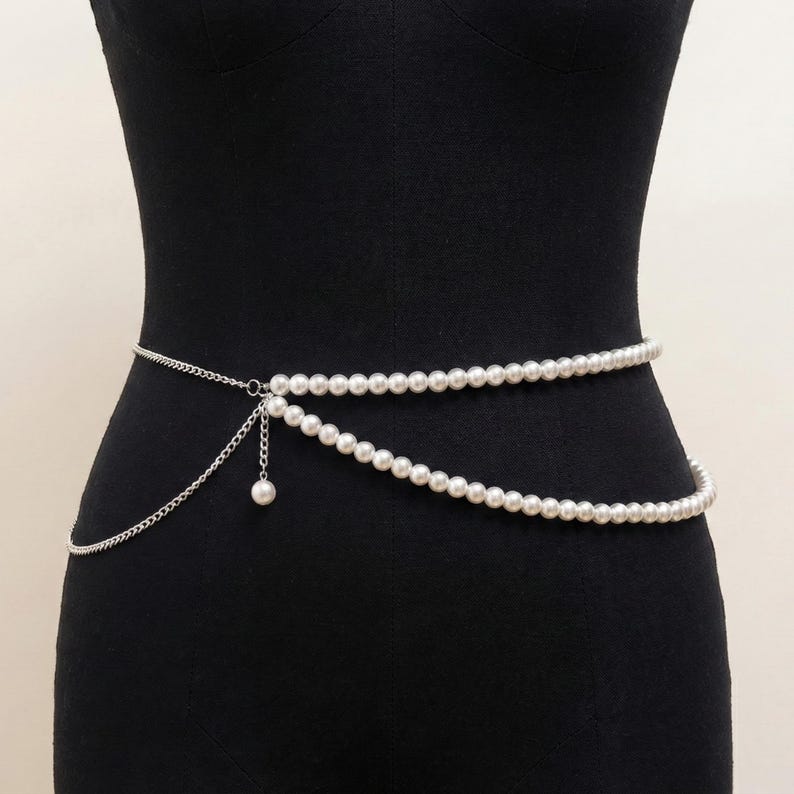 Pearl Waist Chain Festival Outfit, Pearl Chain Belt for Bridesmaid Gift ...