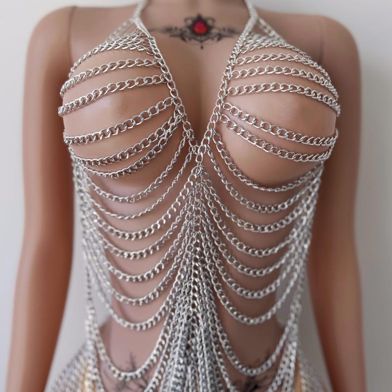 Chain Harness Chain Outfit, Hauberk Silver Body Chain Perfect for ...