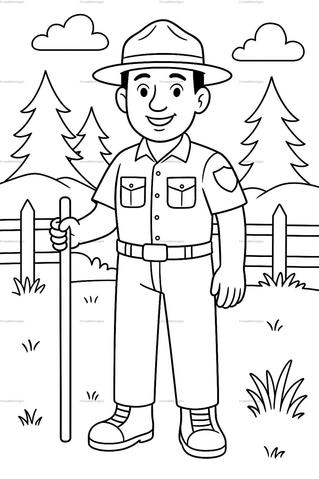 Forest Ranger/coloring Page/ Adirondacks/rescue - Etsy