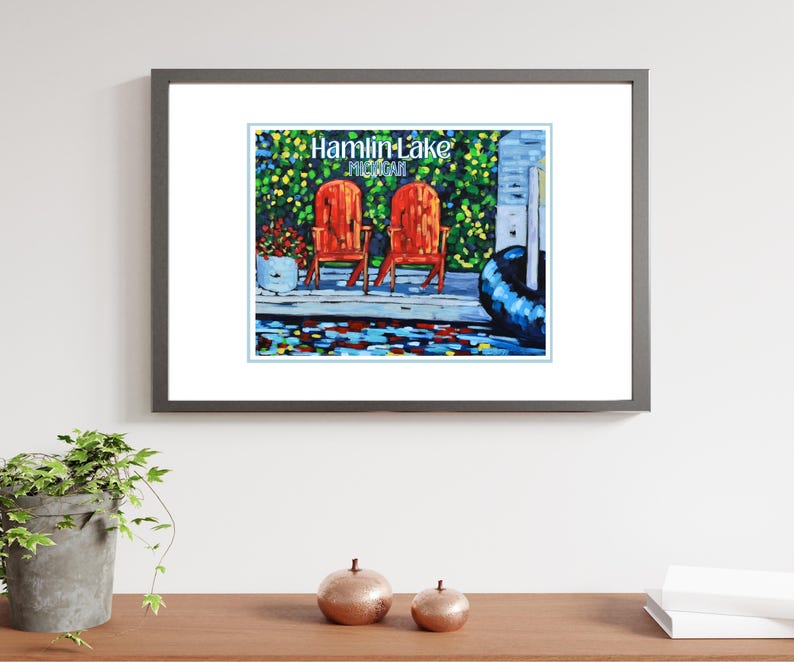 Hamlin Lake, Ludington Michigan Print: Vintage Style Travel Art - Etsy