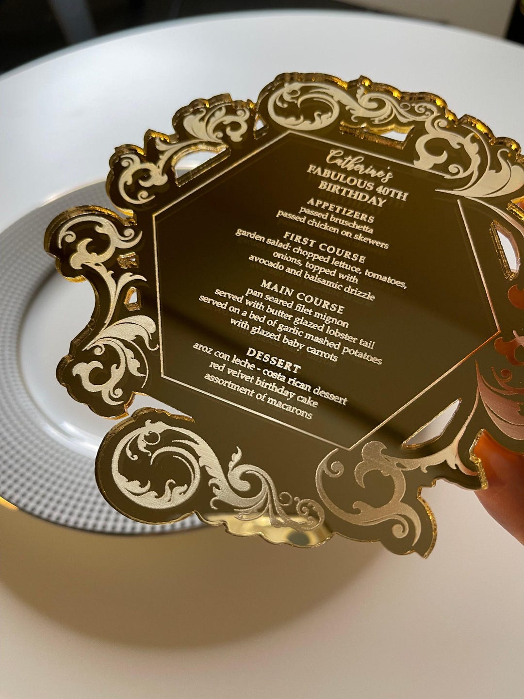 Gold Mirror Acrylic Menu | Wedding Menu | Acrylic Menu | Birthday ...
