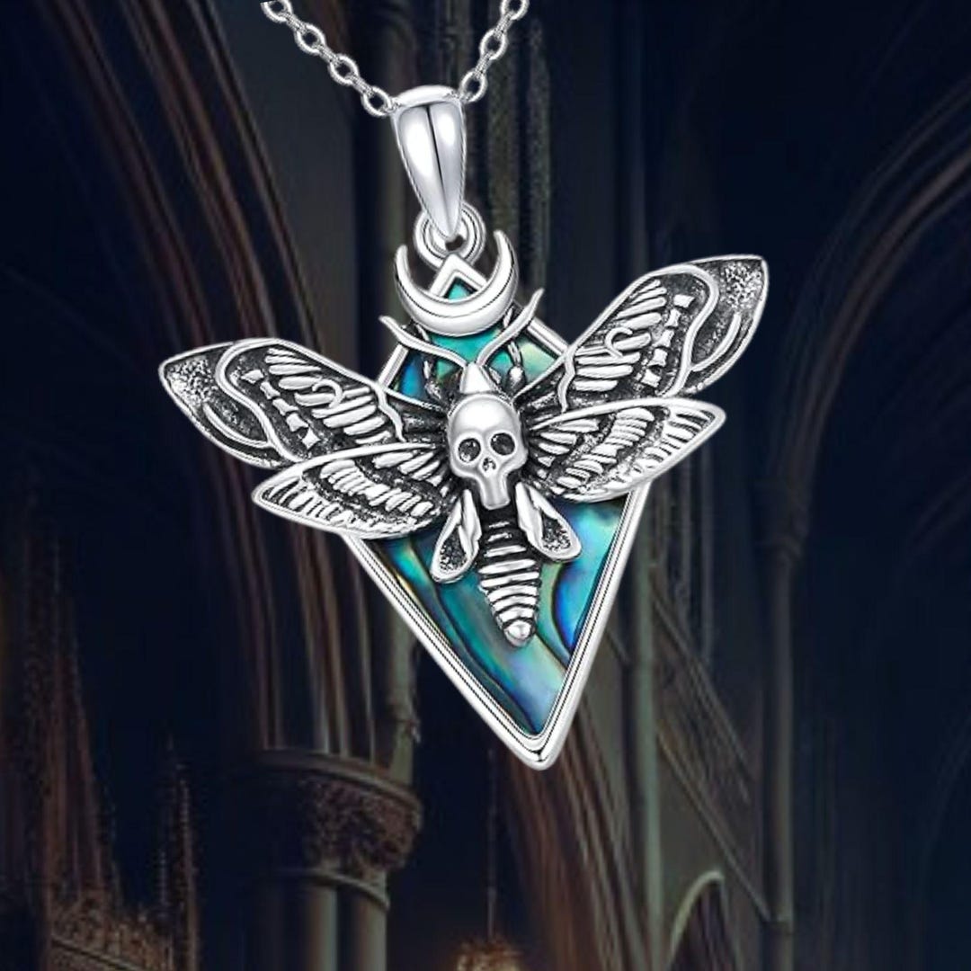 Moth Gothic Skull Sterling Silver Moth Necklace Jewelry for Him Her ...