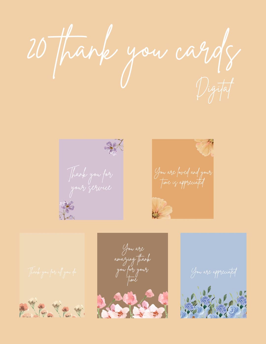 Thank You/ Appreciation Cards Digital - Etsy