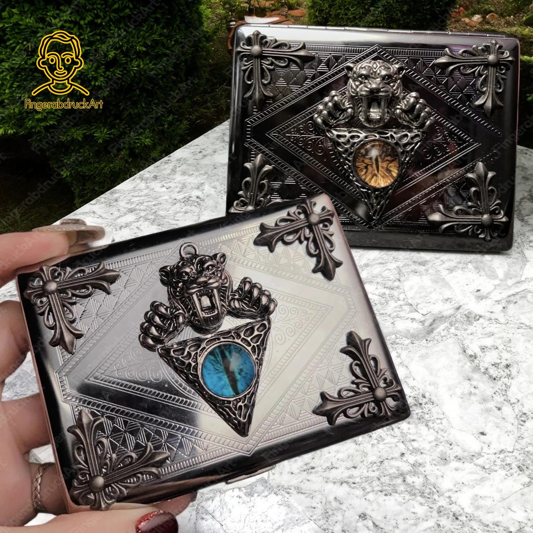 Handmade Eye of Darkness Metal Cigarette Case, Cigarette Case for 20 ...