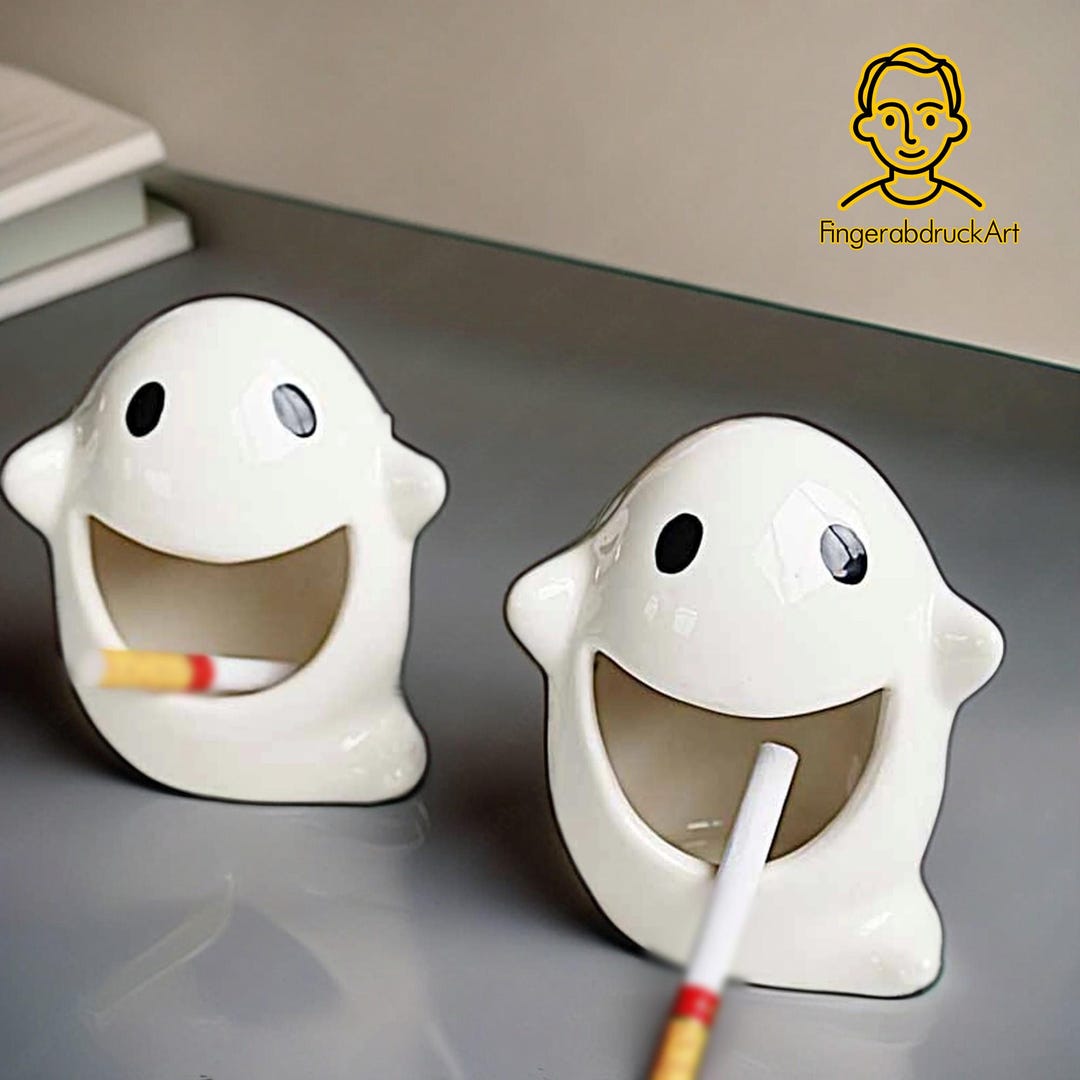 White Ceramic Ghost Ashtray,desktop Decoration,household Ashtray,hand ...
