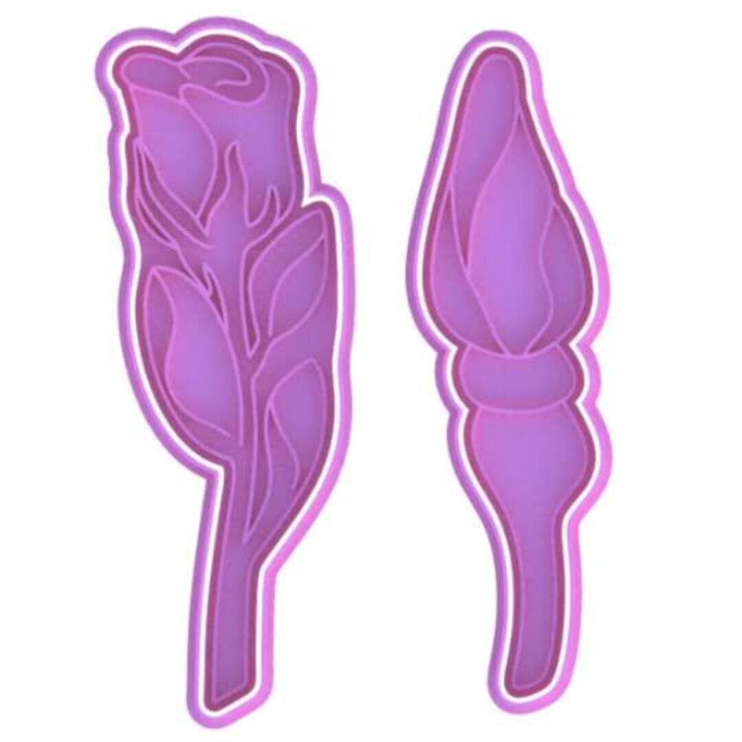 Rose Long Stem Floral Cookie Cutter & Stamp - Etsy