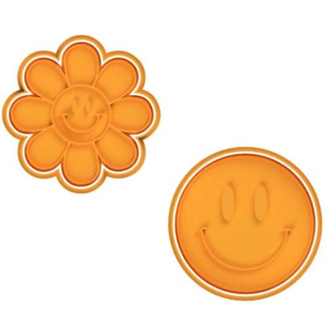 Flower Groovy Smiley Face Cookie Cutter & Stamp - Etsy