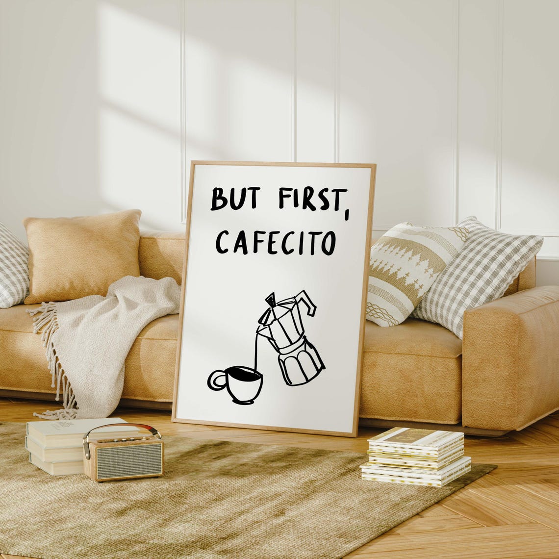 But First Cafecito Print Kitchen Coffee Handmade Drawing Decor Poster ...