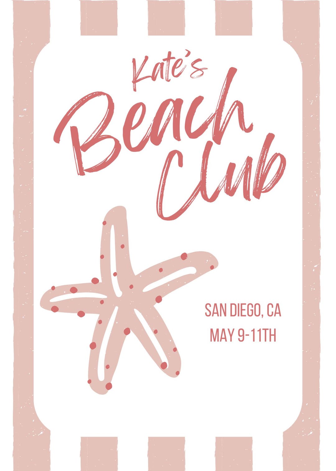 Beach Club Bachelorette Theme Party Invitation Template, Digital ...