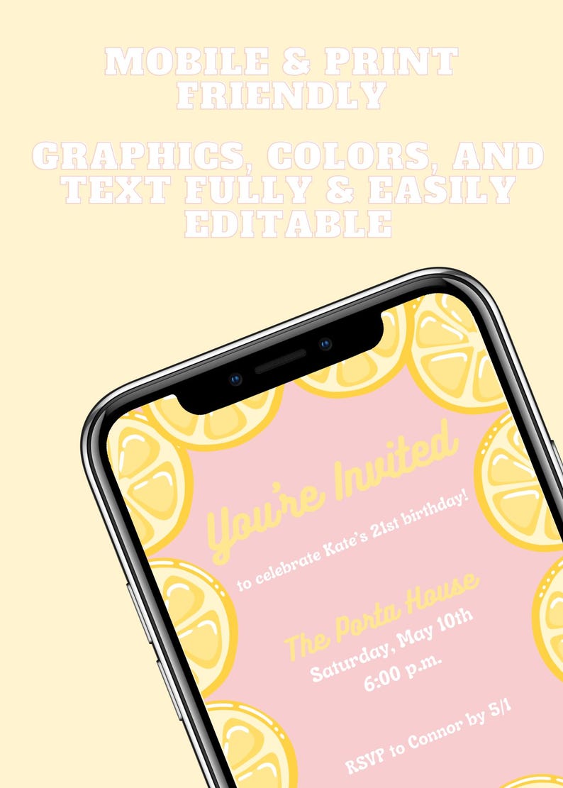 Lemon Birthday Invitation Template, Lemonade Stand Party, Pink Lemonade ...