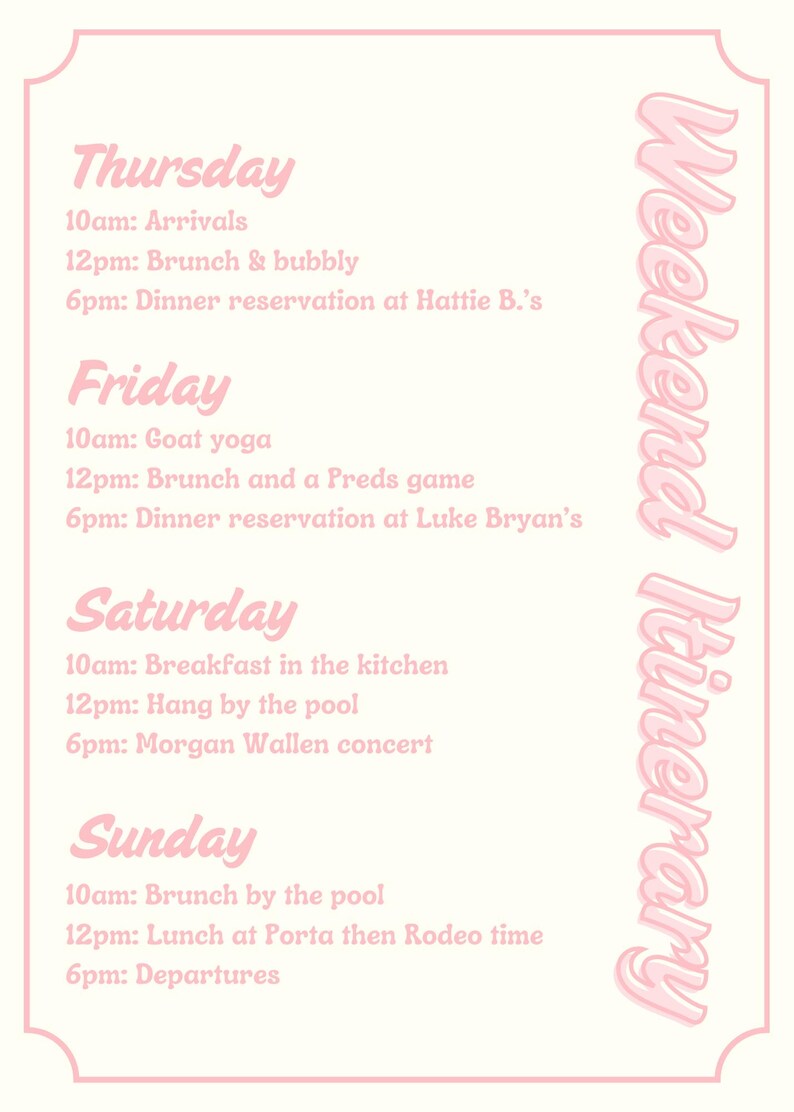 Last Rodeo Bachelorette Party Invitation, Let's Go Girls, Schedule ...
