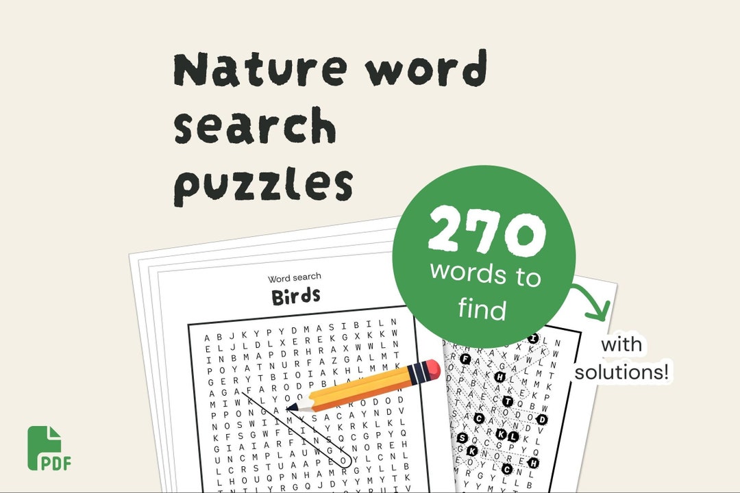 Nature Word Search Puzzles With Solutions 10 Unique Printable Puzzles ...