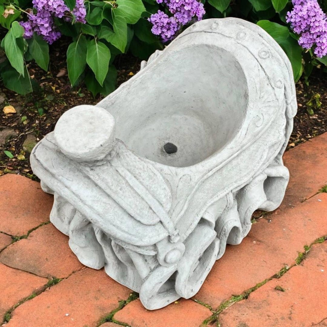 Realistic Stone Saddle Statue, Plants Pot Figurine, Flowers Planter ...