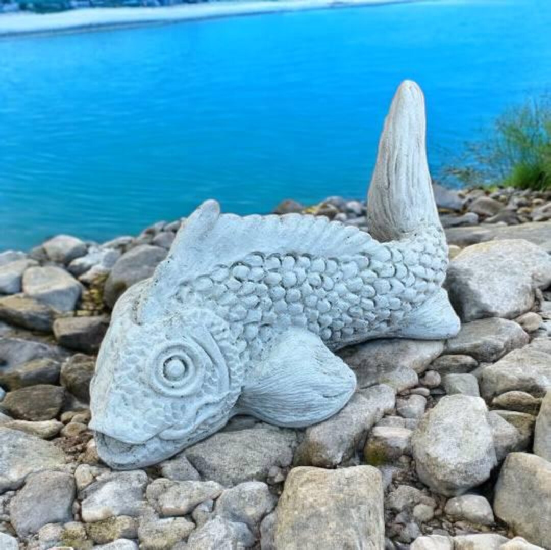 Concrete Fish Statue, Garden Sea Animal Sculpture, Ocean Koi Fish Yard ...