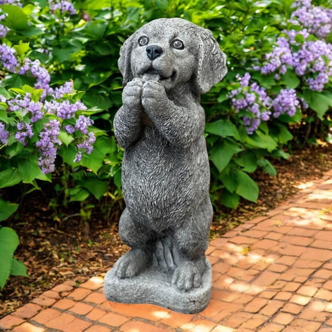 Doodle Puppy Statue, Praying Dog, Begging Doodle Dog Figure, Outdoor ...