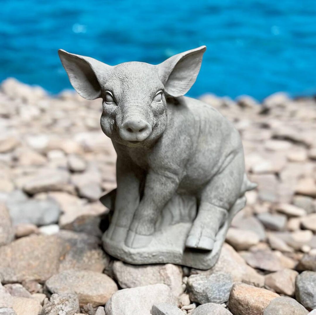 Concrete Wilbur Pig on Base Statue, Detailed Wilbur Potbelly Pig ...