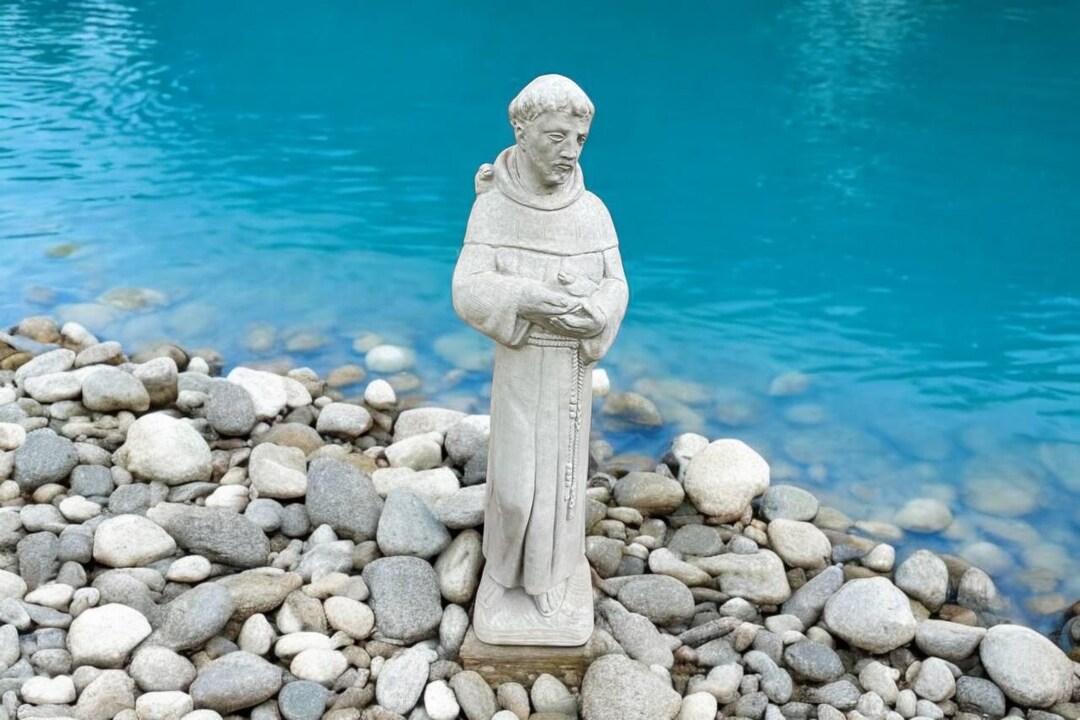 Standing Monk With Book Statue, Massive Monk Figurine, Concrete Monk ...