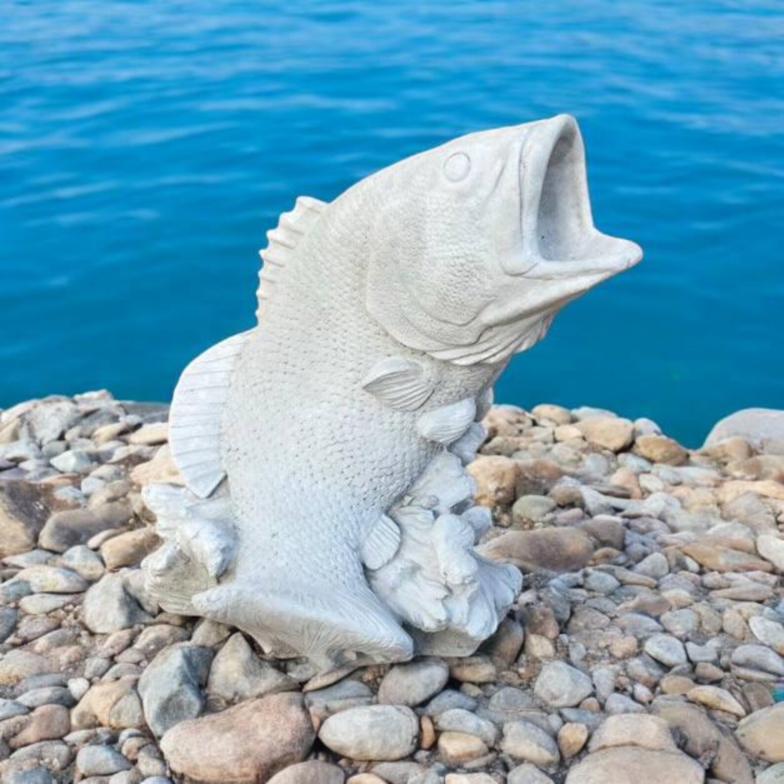 Mouth Bass Fish Statue, Large Fish Sculpture, Massive Open Mouth Fish ...