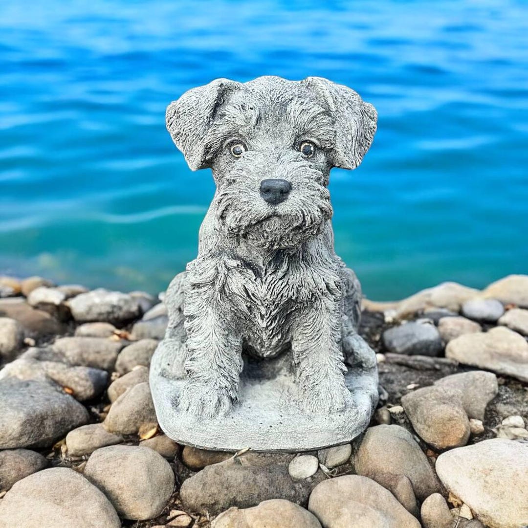 Schnauzer Puppy Figure, Concrete Schnauzer Dog Figurine, Schnauzer ...