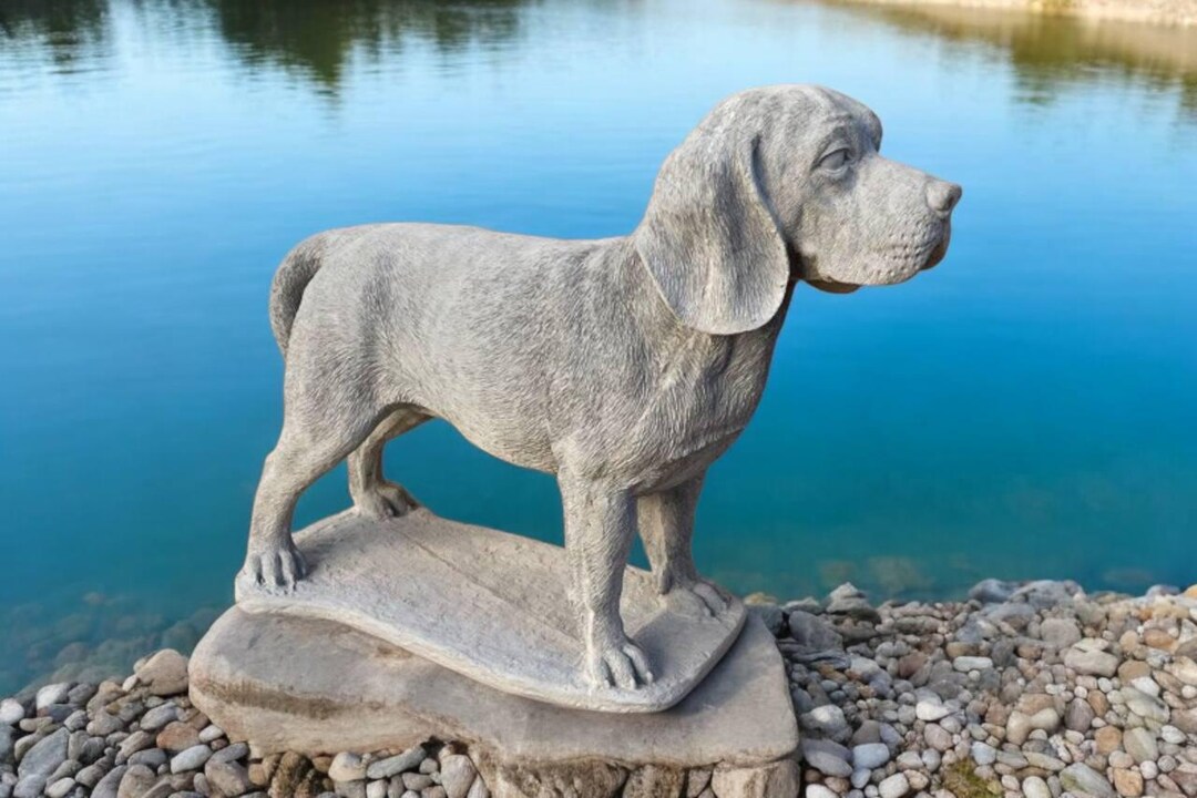 Standing Beagle Figure, Cement Backyard Decoration, Concrete Beagle Dog ...