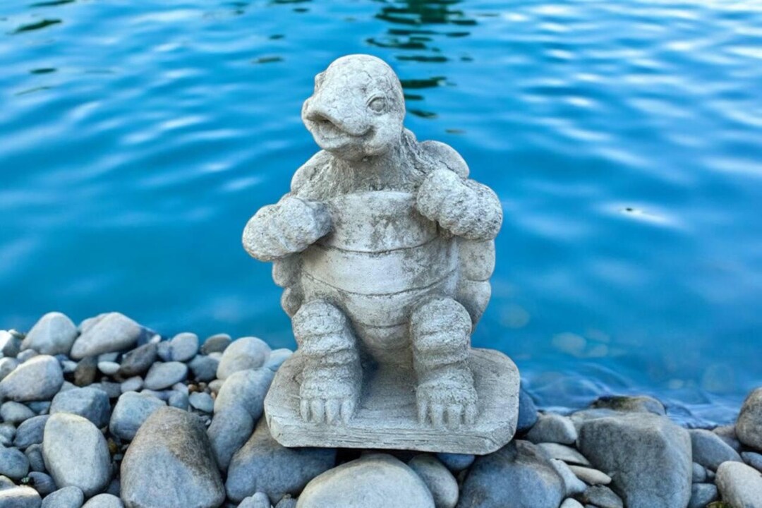 Standing Turtle on Base Figure, Wild Animal Ornament, Concrete Wild ...